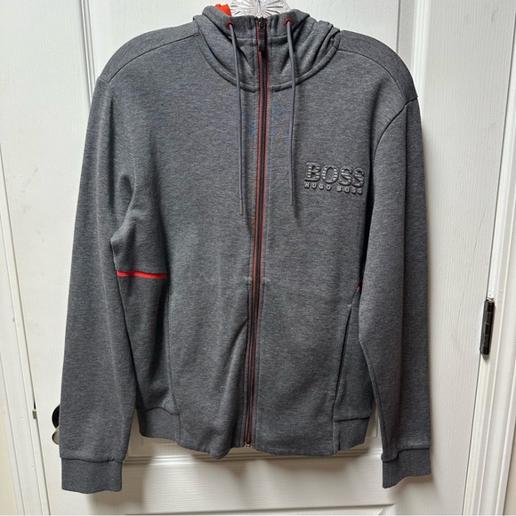 Hugo Boss | Jackets & Coats | Hugo Boss Charcoal Gray Hoodie Jacket ...